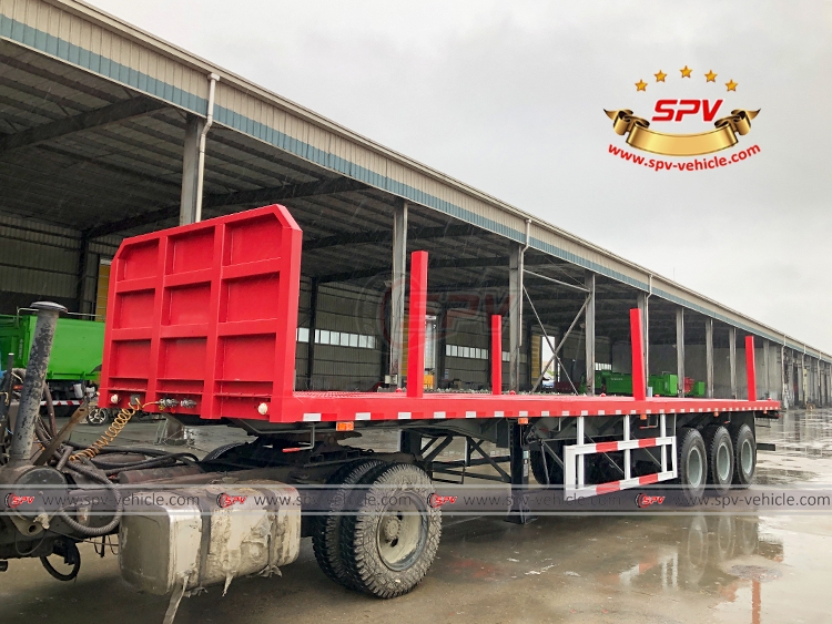 3-axle Flatbed Semi-trailer with Side Stake, 40 Foot Container Flatbed ...
