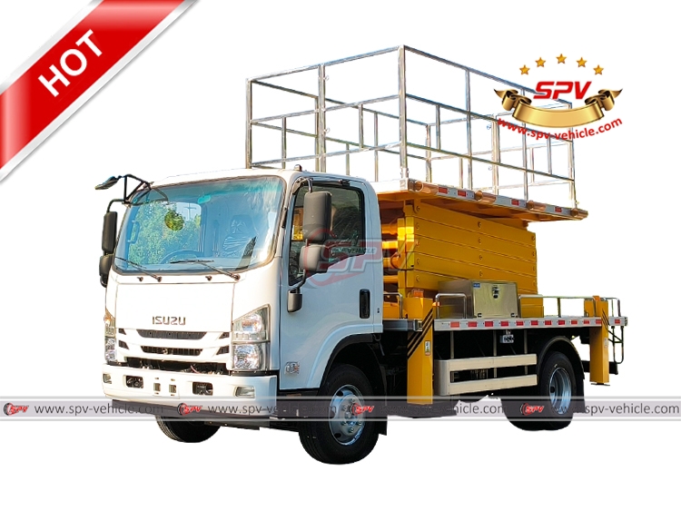 9M Automatic Scissors Lift Truck ISUZU NPR, Sissor Aerial Platform ...